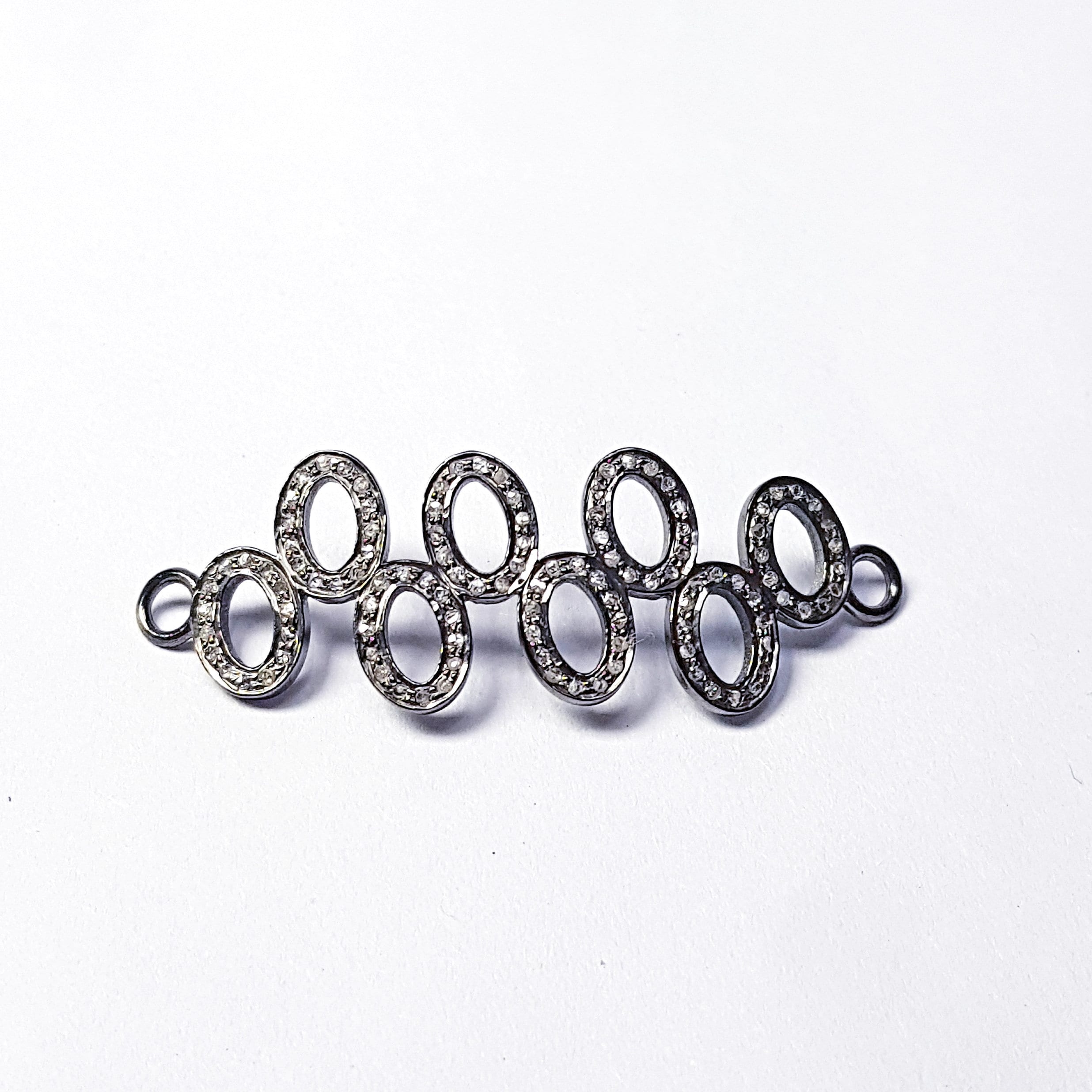 Pave diamond connector sterling silver connector diamond silver finish ...