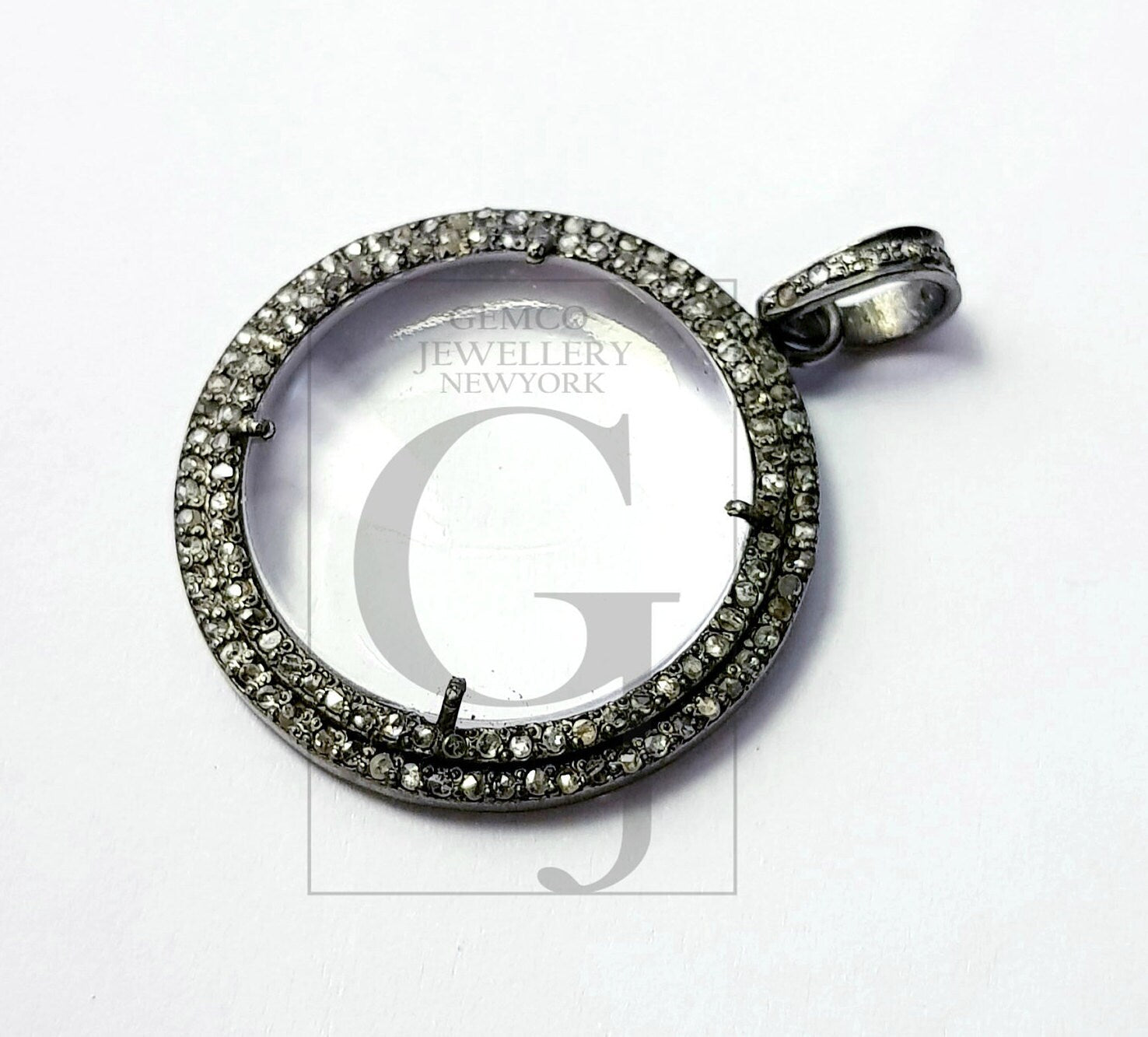 Latest Designers Shape Natural Crystal Stone Rosecut Pave Diamond Pend ...
