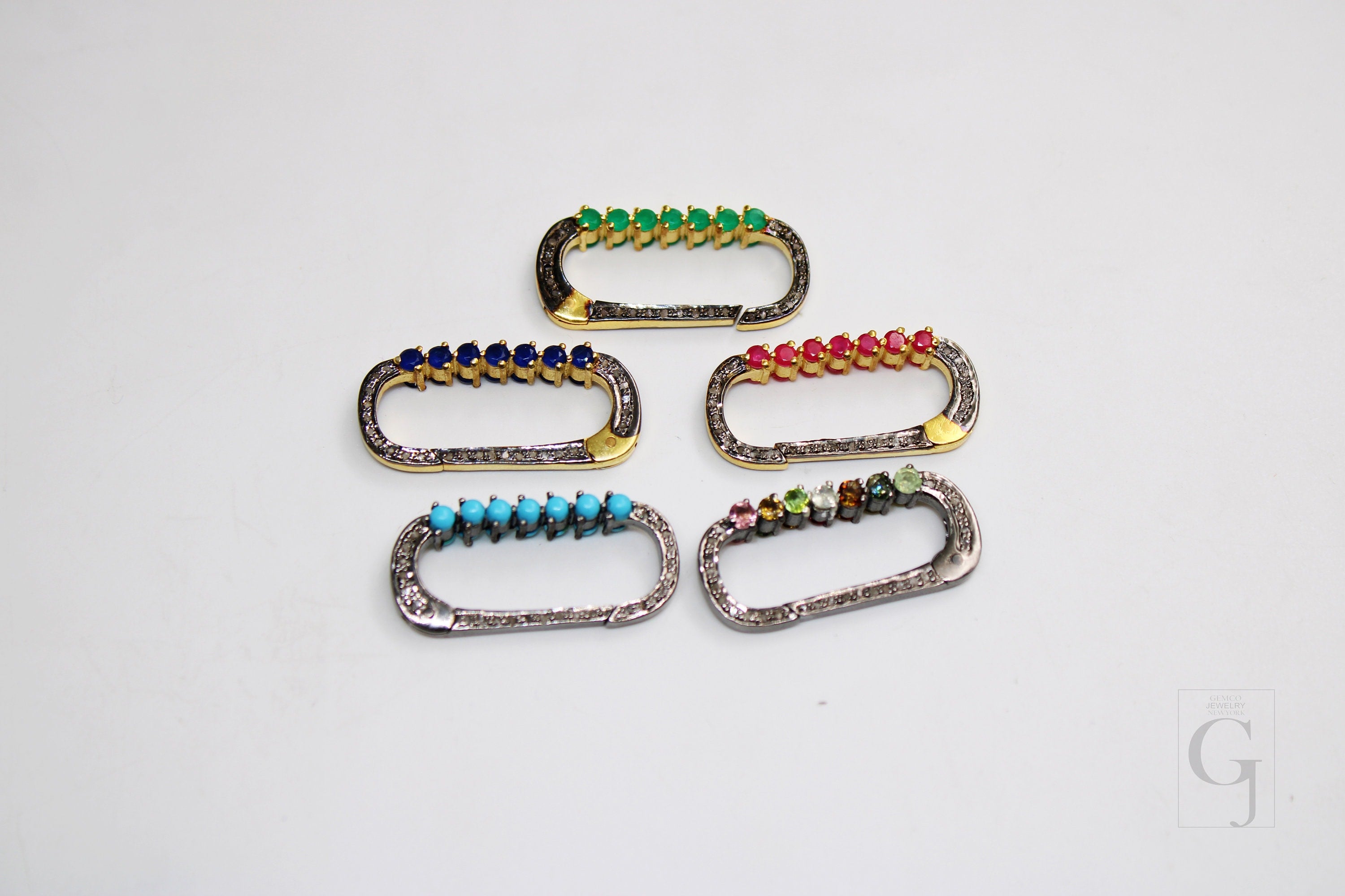 Fashionable Rosecut Pave Diamond Paper Clip Design Spring Clasps 925 S ...
